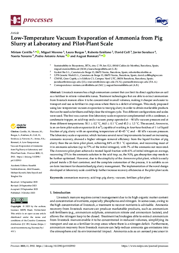(PDF) Low-Temperature Vacuum Evaporation of Ammonia from Pig Slurry at ...