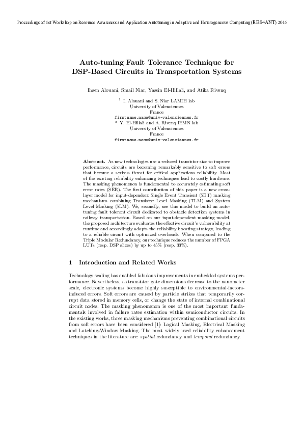 Pdf Auto Tuning Fault Tolerance Technique For Dsp Based Circuits In Transportation Systems