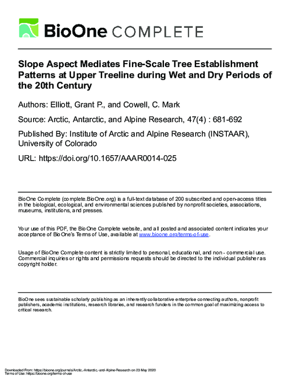 (PDF) Slope Aspect Mediates Fine-Scale Tree Establishment Patterns at ...