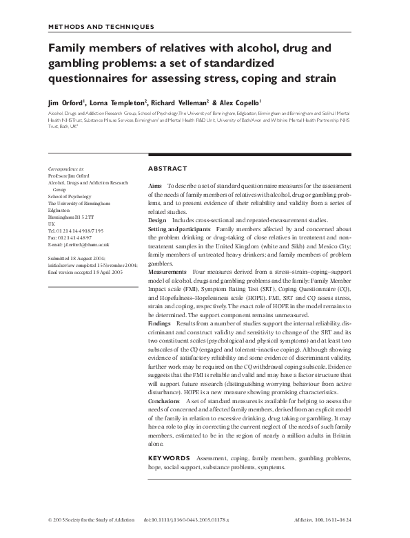 (PDF) Family members of relatives with alcohol, drug and gambling ...