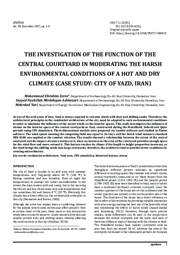 (PDF) The investigation of the function of the central courtyard in ...