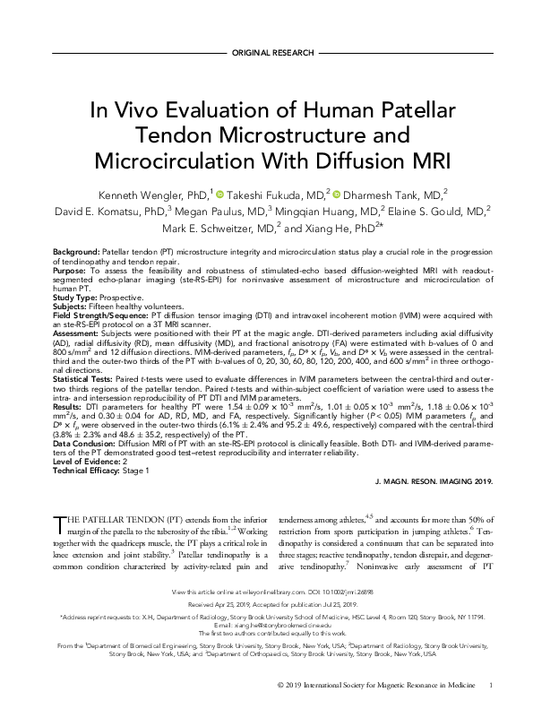 (PDF) In vivo evaluation of human patellar tendon microstructure and microcirculation with ...