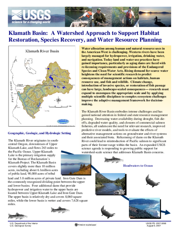 (PDF) Klamath Basin: A watershed approach to support habitat restoration, species recovery, and ...