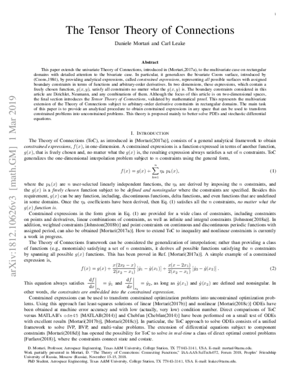 (PDF) The Theory of Connections. Connecting Functions