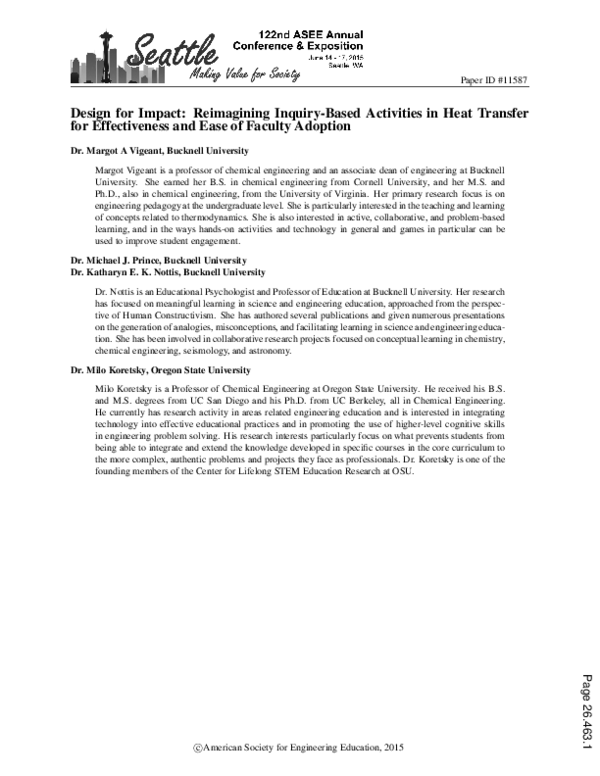 Design for Impact: Reimagining Inquiry-Based Activities in Heat ...