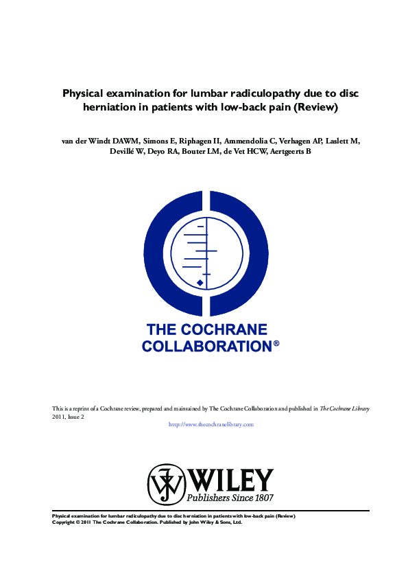 (PDF) Physical examination for lumbar radiculopathy due to disc ...