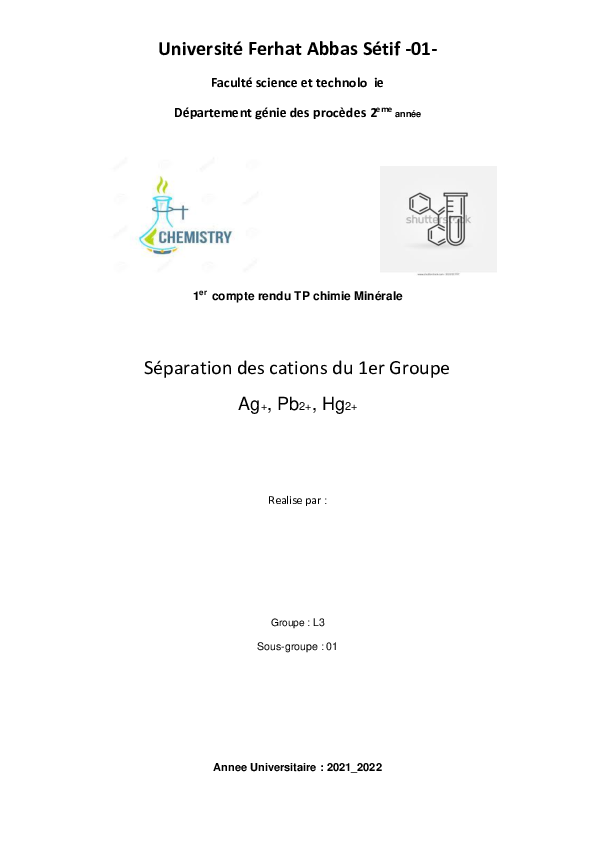(PDF) Universite Ferhat Abbas Setif TP 01 chimie minerale