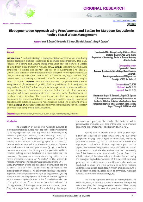 (PDF) Bioaugmentation Approach using Pseudomonas and Bacillus for ...