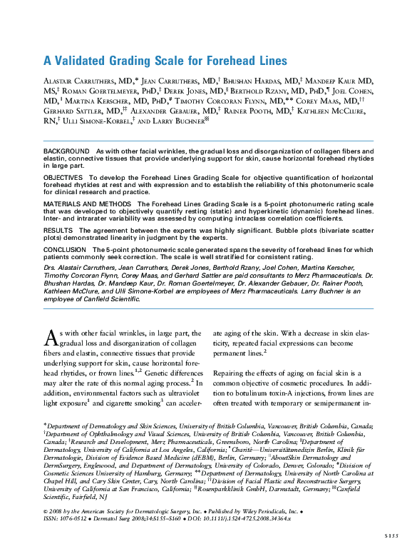 (PDF) A Validated Grading Scale for Forehead Lines | Alastair ...