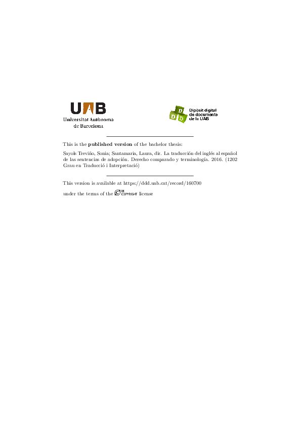 (PDF) La traducción del inglés al español de las sentencias de adopción ...