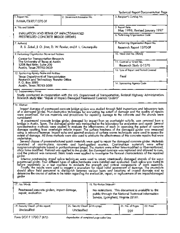 (PDF) Evaluation and Repair of Impact-Damaged Prestressed Concrete ...