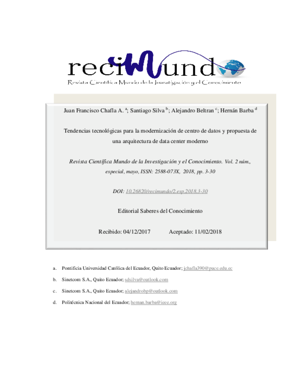 (PDF) Tendencias tecnológicas para la modernización de centro de datos y propuesta de una ...