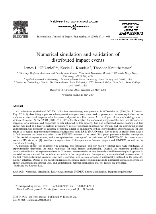 (PDF) Numerical simulation and validation of distributed impact events