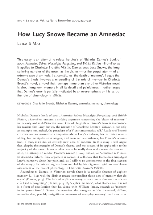 (PDF) How Lucy Snowe Became an Amnesiac