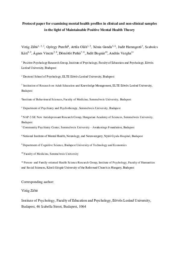 (PDF) Protocol paper for examining mental health profiles in clinical ...