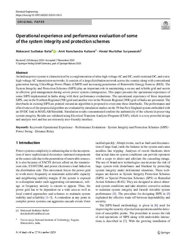 (PDF) Operational experience and performance evaluation of some of the ...