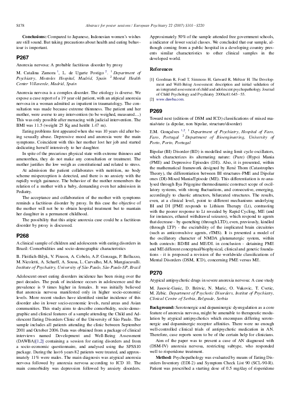 (PDF) Atypical antipsychotic drugs in severe anorexia nervosa: A case study