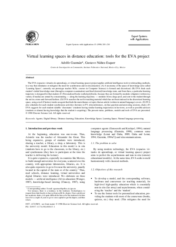 (PDF) Virtual learning spaces in distance education: tools for the EVA ...
