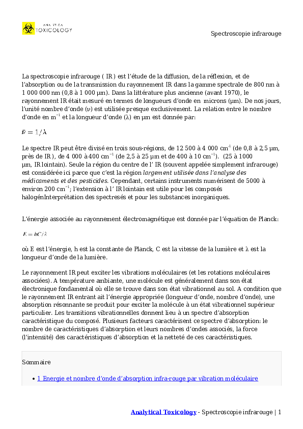 (PDF) Spectroscopie infrarouge