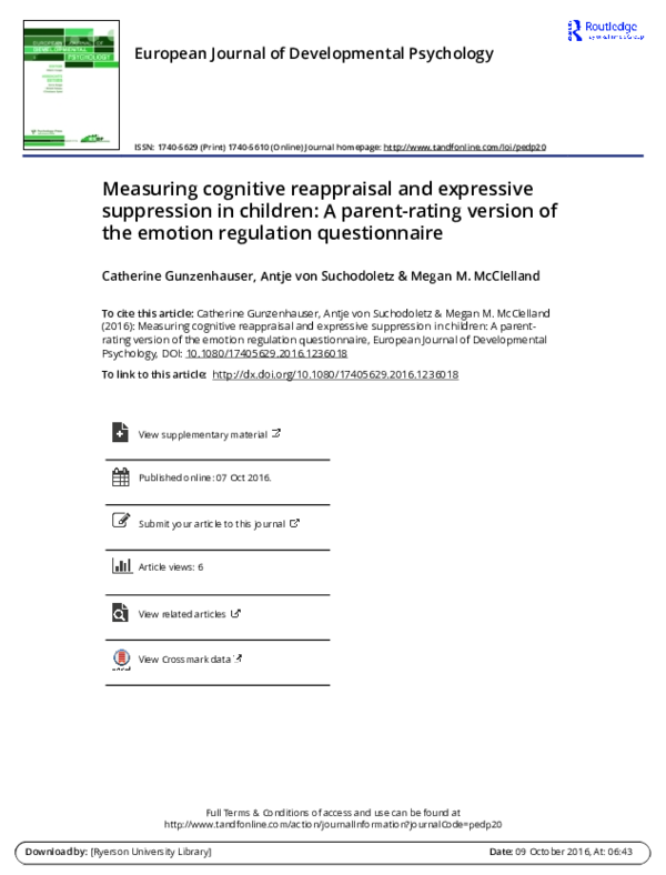 (PDF) Measuring cognitive reappraisal and expressive suppression in ...