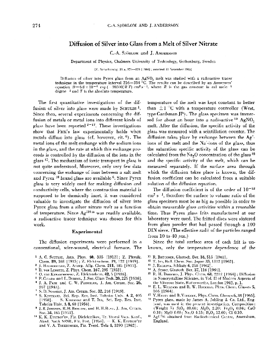 (PDF) Diffusion of Silver into Glass from a Melt of Silver Nitrate