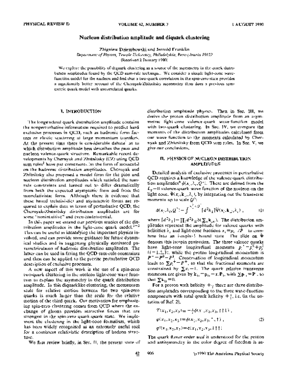 (PDF) Nucleon distribution amplitude and diquark clustering