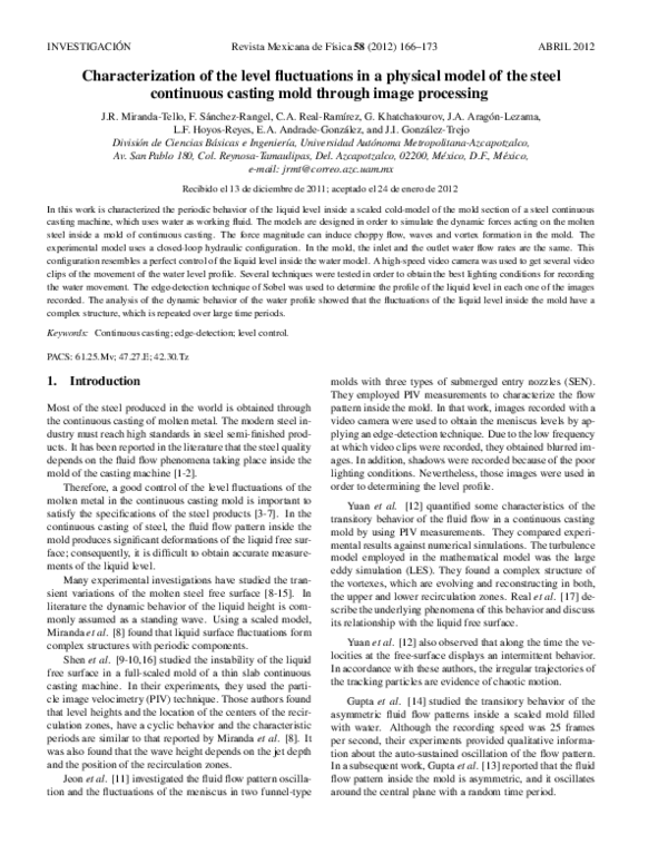 (PDF) Characterization of the level fluctuations in a physical model of the steel continuous ...