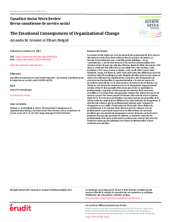 (PDF) The Emotional Consequences of Organizational Change