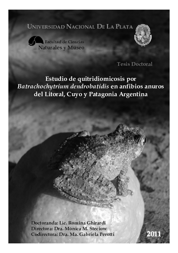 (PDF) Estudio de quitridiomicosis por Batrachochytrium dendrobatidis en ...