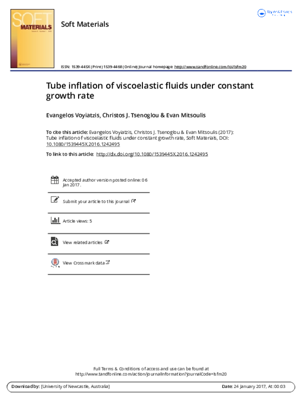 (PDF) Tube inflation of viscoelastic fluids at a constant growth rate