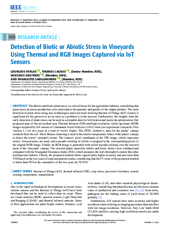 (PDF) Detection of Biotic or Abiotic Stress in Vineyards Using Thermal and RGB Images Captured ...