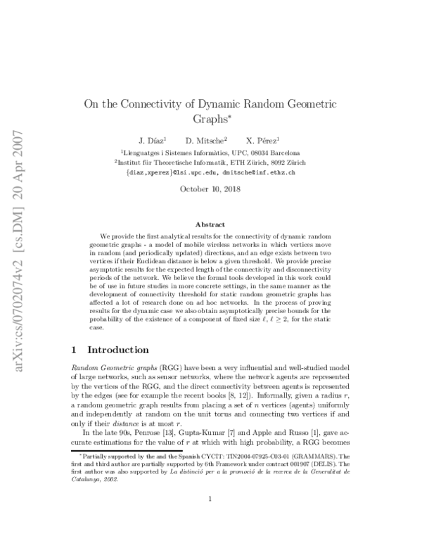 (PDF) Dynamic Random Geometric Graphs