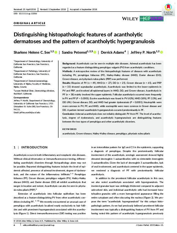 (PDF) Distinguishing histopathologic features of acantholytic ...