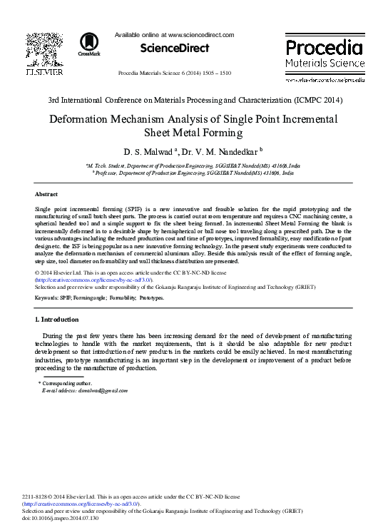 (PDF) Deformation Mechanism Analysis of Single Point Incremental Sheet ...