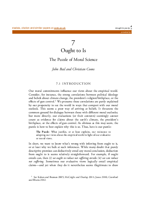(PDF) Ought to Is: The Puzzle of Moral Science