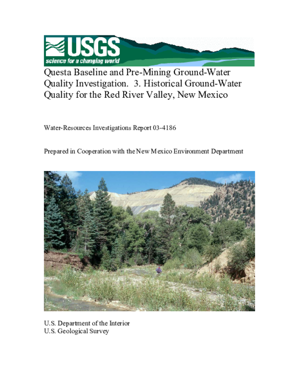 (PDF) Questa baseline and pre-mining ground-water quality investigation ...