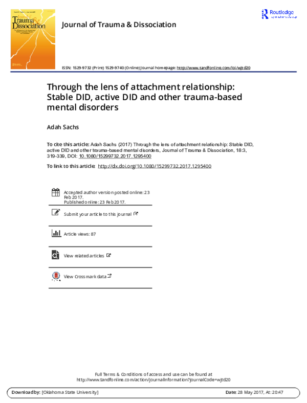 (PDF) Through the lens of attachment relationship: Stable DID, active ...