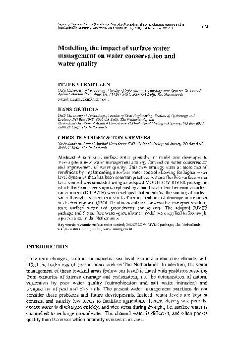 (PDF) Modelling the impact of surface water management on water ...