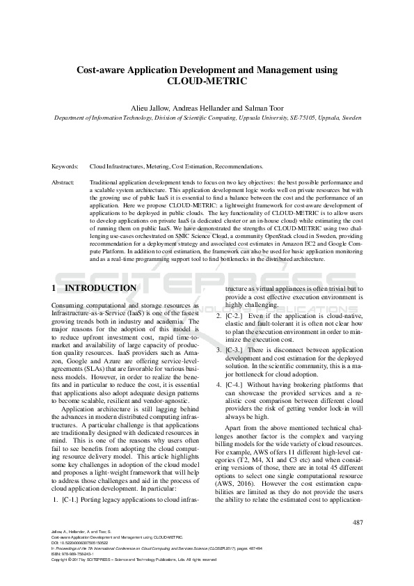 (PDF) Cost-aware Application Development and Management using CLOUD-METRIC | ALIEU JALLOW ...
