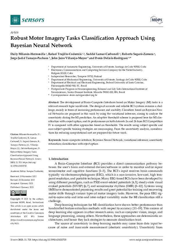 Pdf Robust Motor Imagery Tasks Classification Approach Using Bayesian Neural Network
