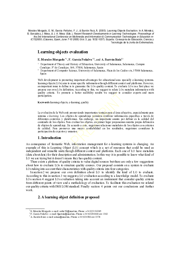 (PDF) Learning objects evaluation