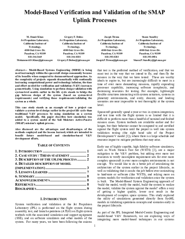 (PDF) Model-based verification and validation of the SMAP uplink processes