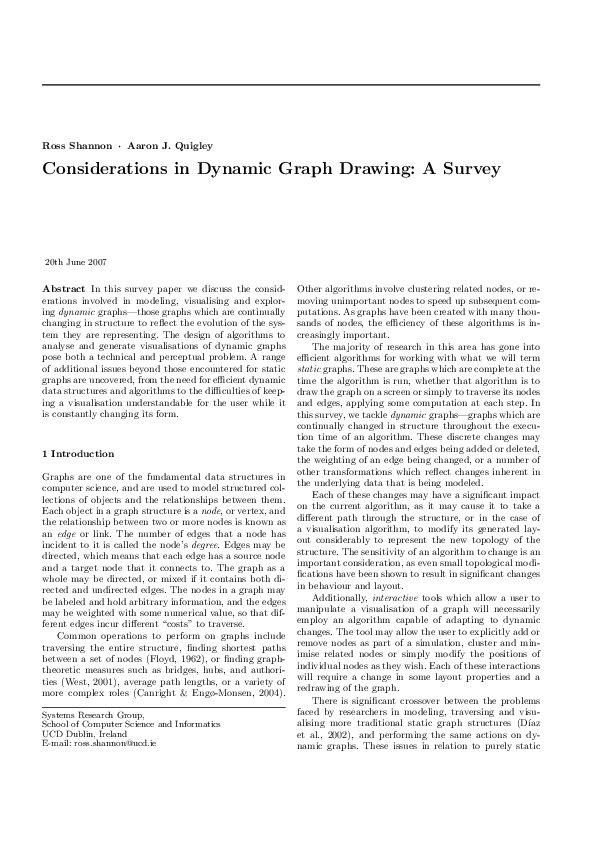 (PDF) Considerations in Dynamic Graph Drawing: A Survey