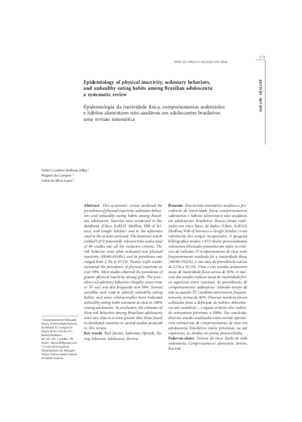 (PDF) Epidemiology of physical inactivity, sedentary behaviors, and ...