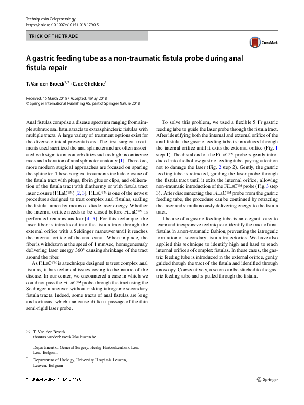 (PDF) A gastric feeding tube as a non-traumatic fistula probe during ...