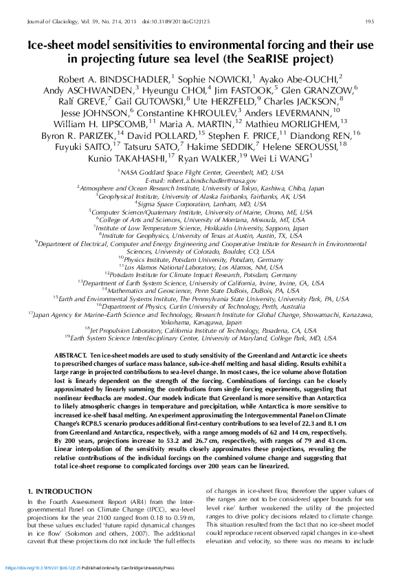(PDF) Ice-sheet model sensitivities to environmental forcing and their ...