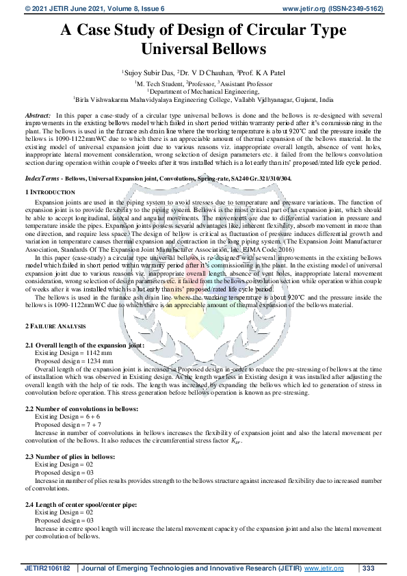 (PDF) A Case-Study of Design of Circular Type Universal Bellows