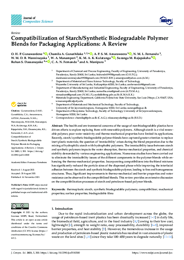 (PDF) Compatibilization of Starch/Synthetic Biodegradable Polymer ...