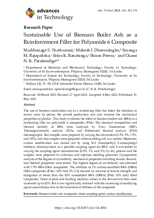 (PDF) Sustainable Use of Biomass Boiler Ash as a Reinforcement Filler ...