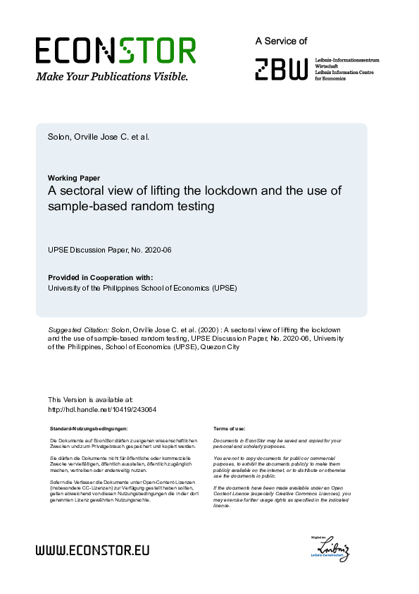 (PDF) A sectoral view of lifting the lockdown and the use of sample ...